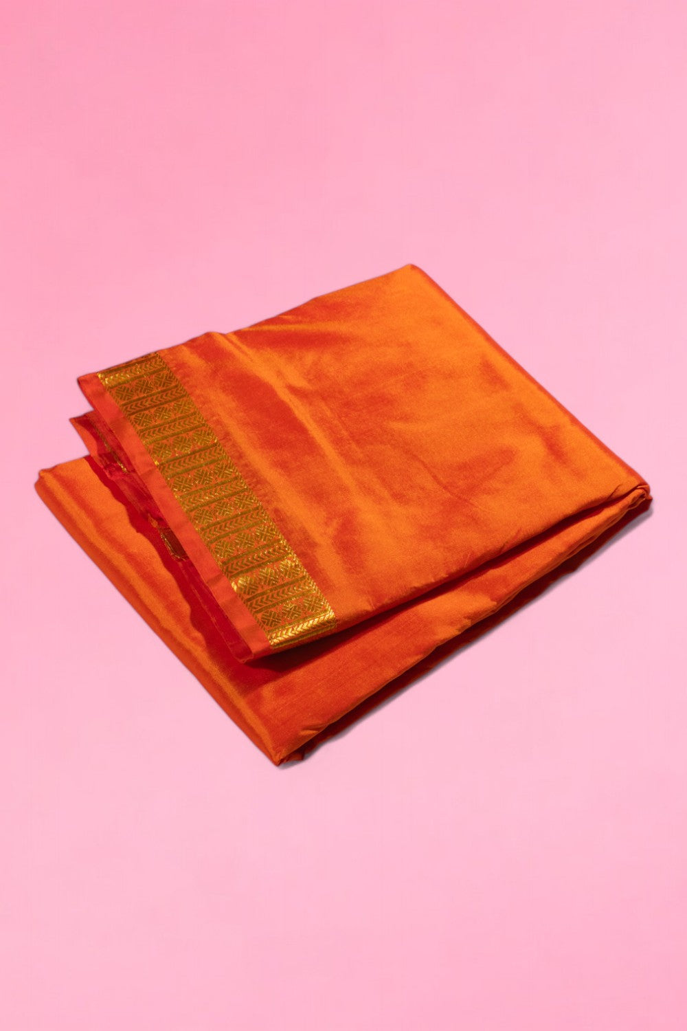 Kanchipuram Silk Plain Orange Dhoti With Kanduva | Kankatala