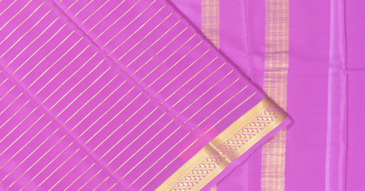 Mysore Silk Horizontal Lines Violet Saree | Kankatala