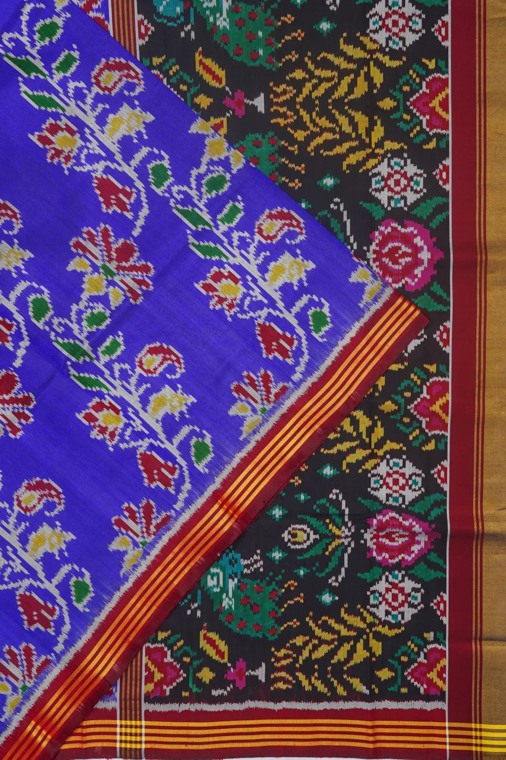 Semi Patan Patola Silk Ikat Royal Blue Saree