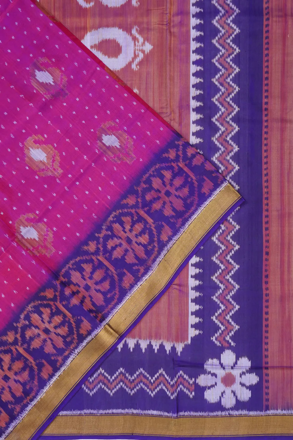 Rajkot Patola Silk Ikat Pink Saree | Kankatala