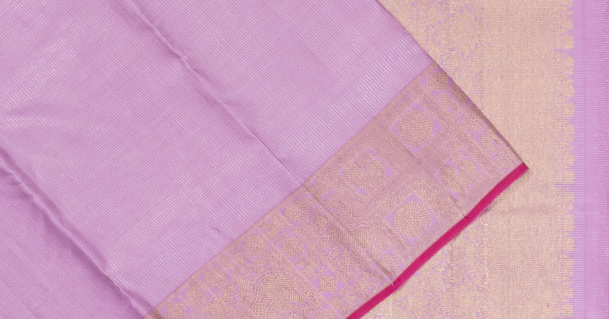 Kanchipuram Silk Checks Lavender Saree | Kankatala