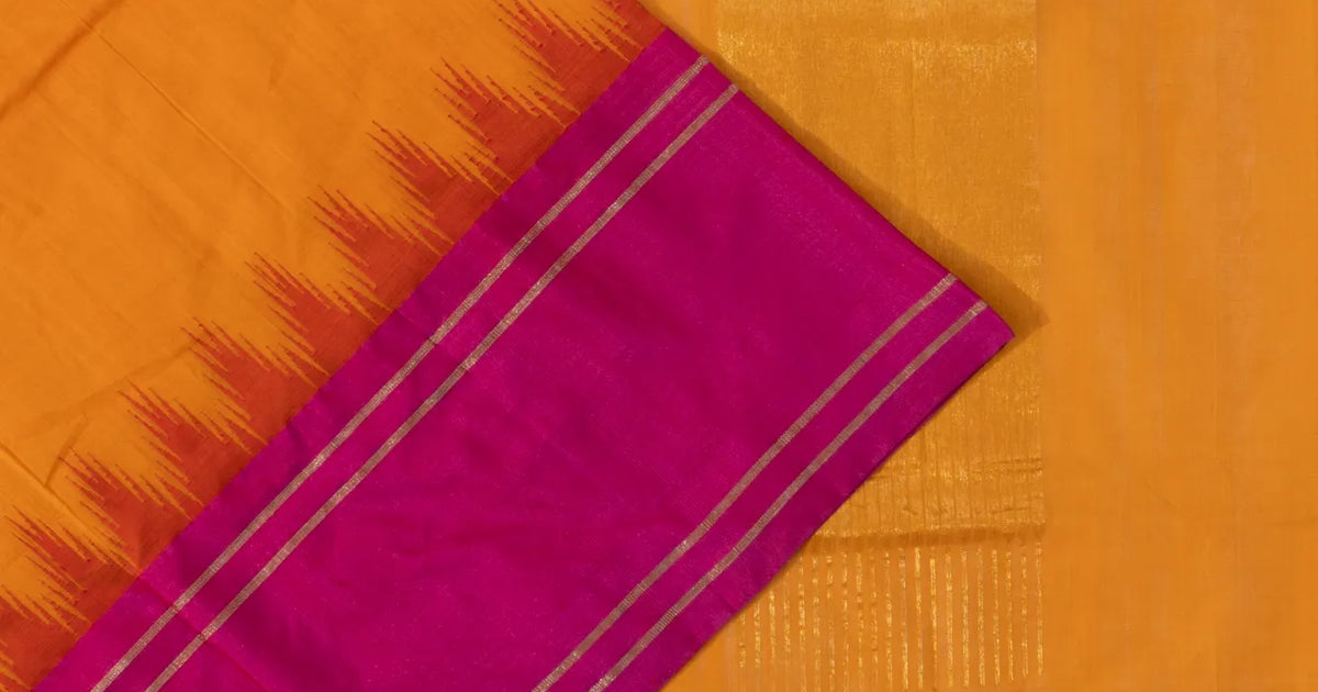 Ponduru Handspun Cotton Plain Yellow Saree | Kankatala