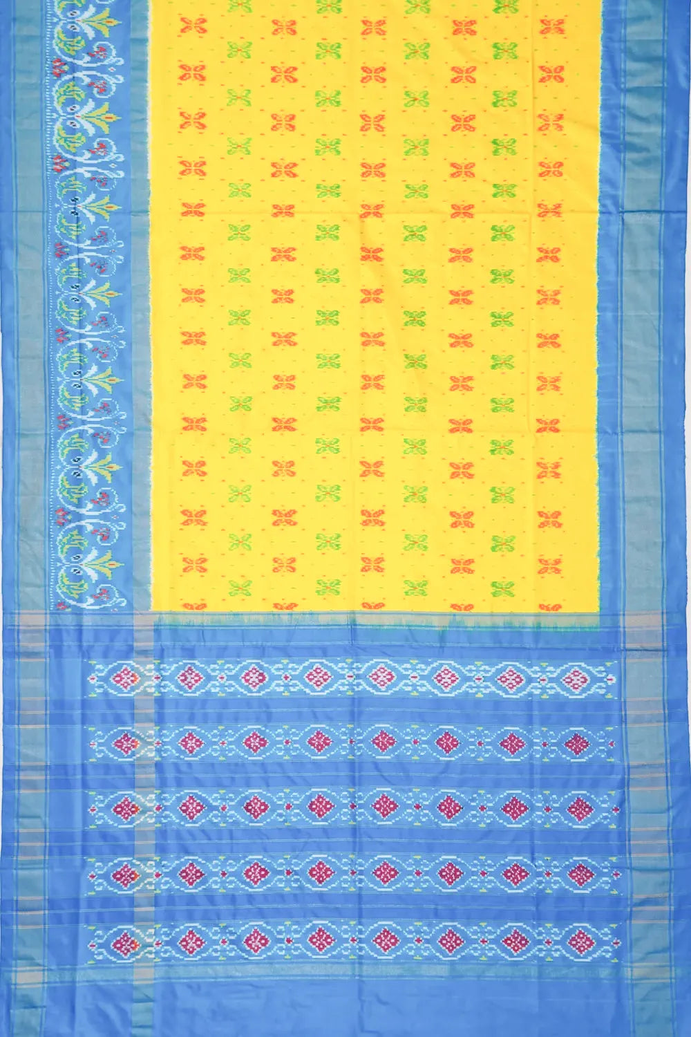 Pochampally Silk Ikat Yellow Saree | Kankatala