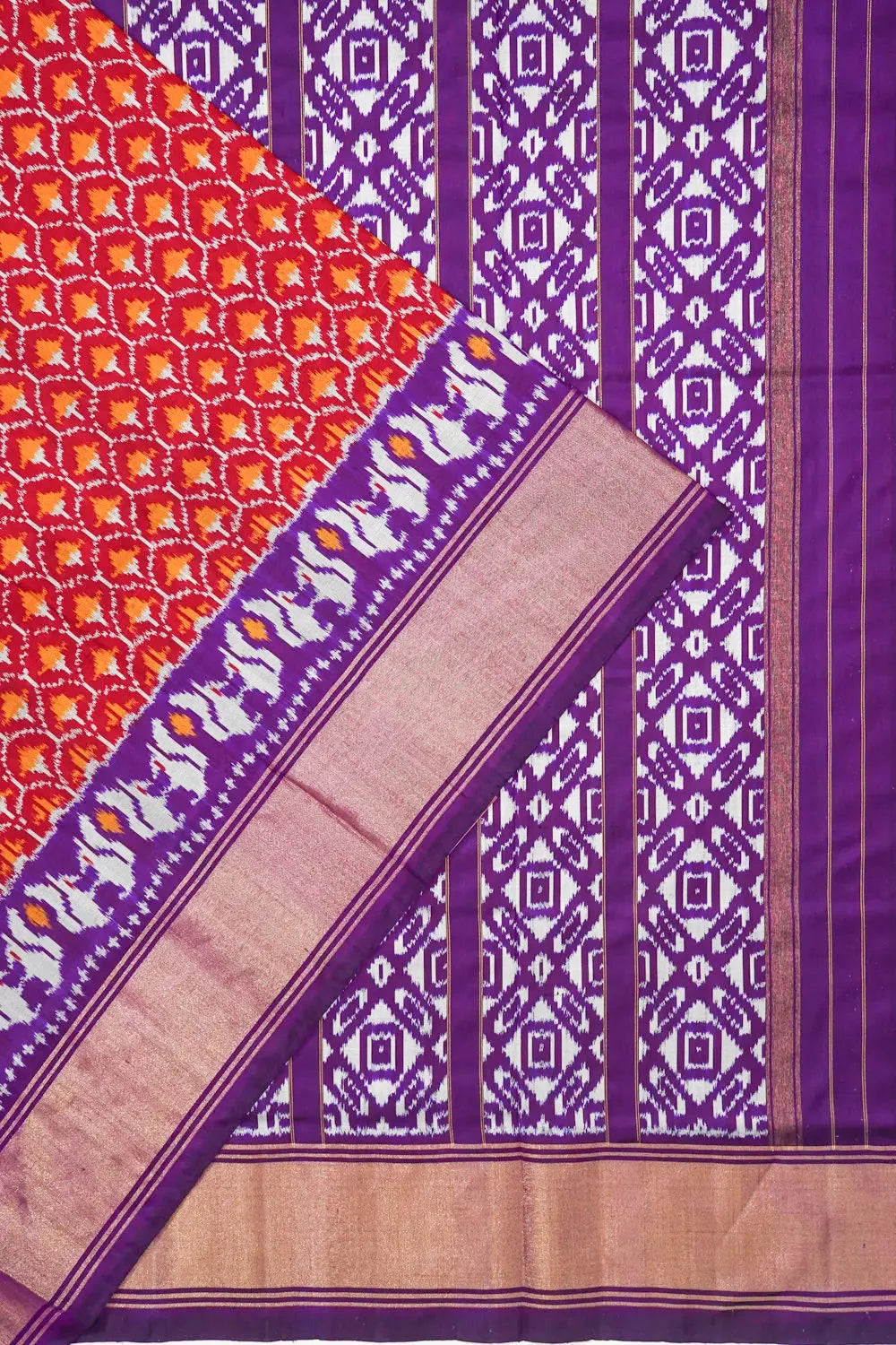 Pochampally Silk Ikat Red Saree | Kankatala