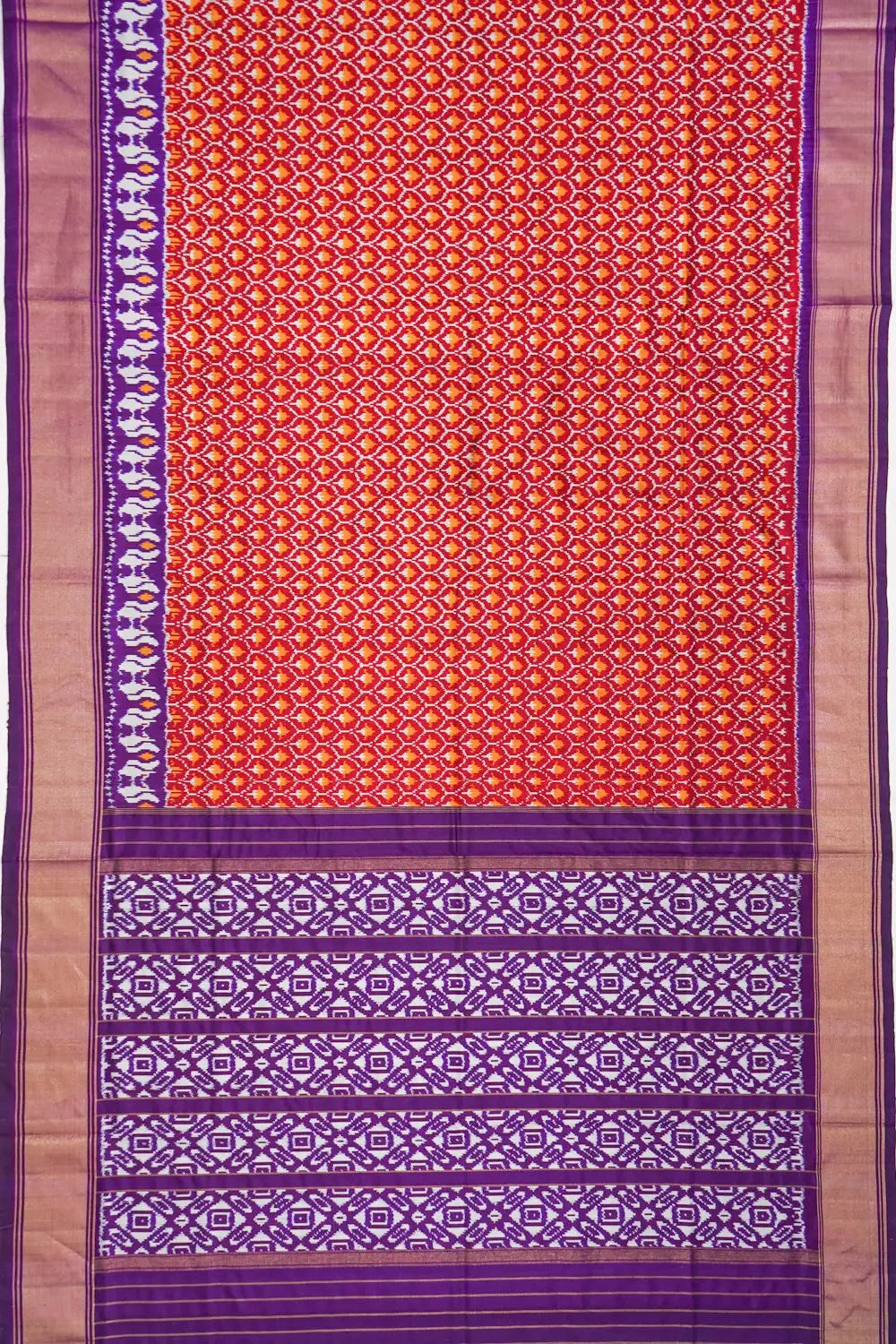 Pochampally Silk Ikat Red Saree | Kankatala
