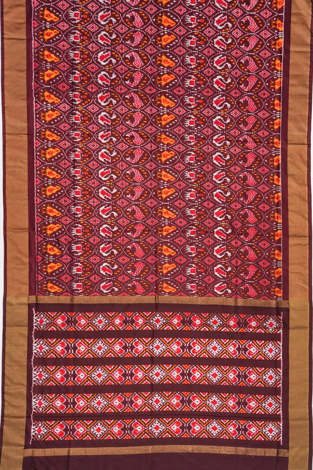 Pochampally Silk Ikat Brown Saree | Kankatala