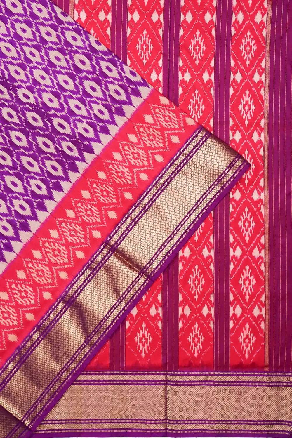 Pochampally Silk Ikat Violet Saree | Kankatala