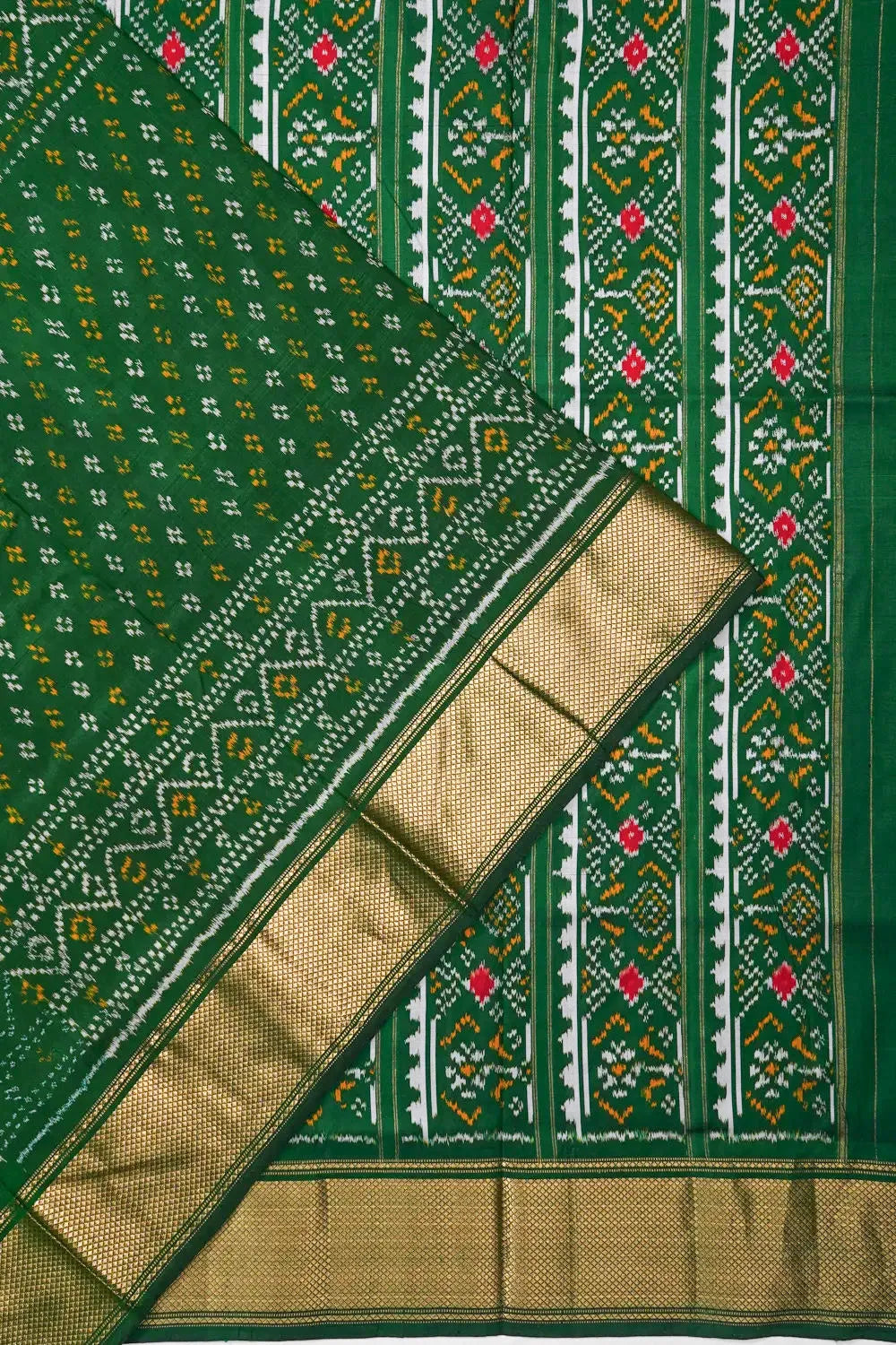 Pochampally Silk Ikat Green Saree | Kankatala