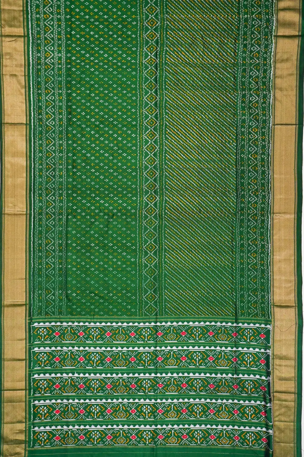 Pochampally Silk Ikat Green Saree | Kankatala