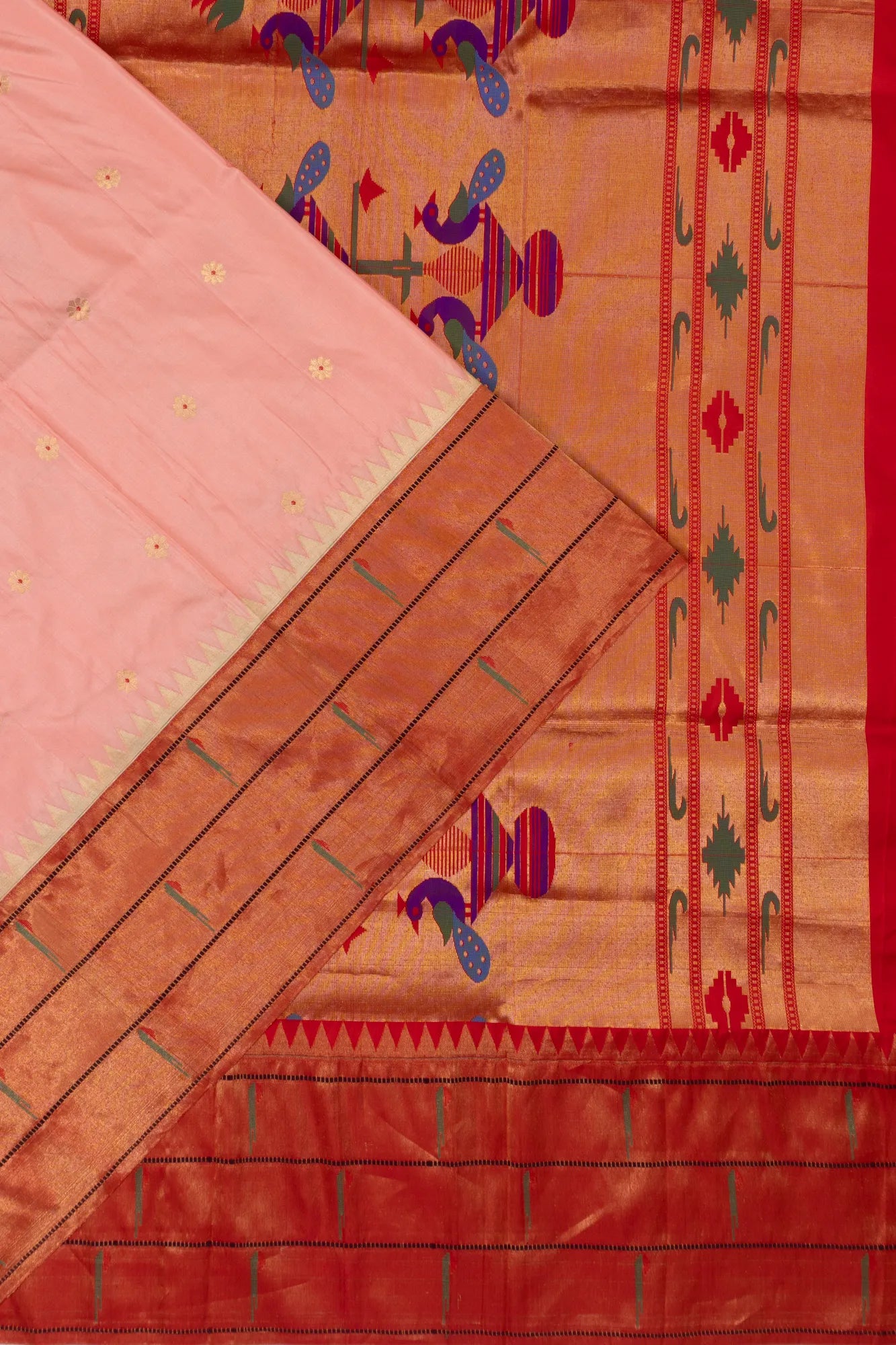 Muniya Silk Butta Baby Peach Saree | Kankatala