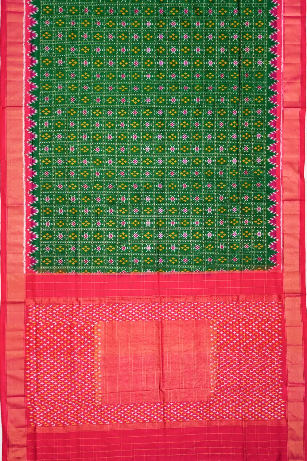 Pochampally Silk Ikat Green Saree | Kankatala
