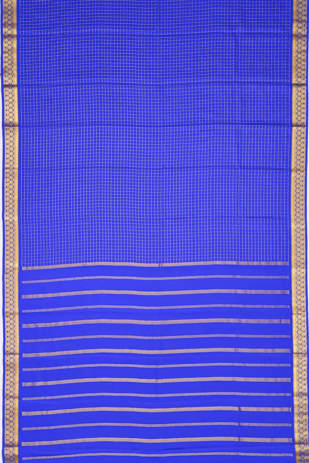 Mysore Silk Checks Royal Blue Saree | Kankatala