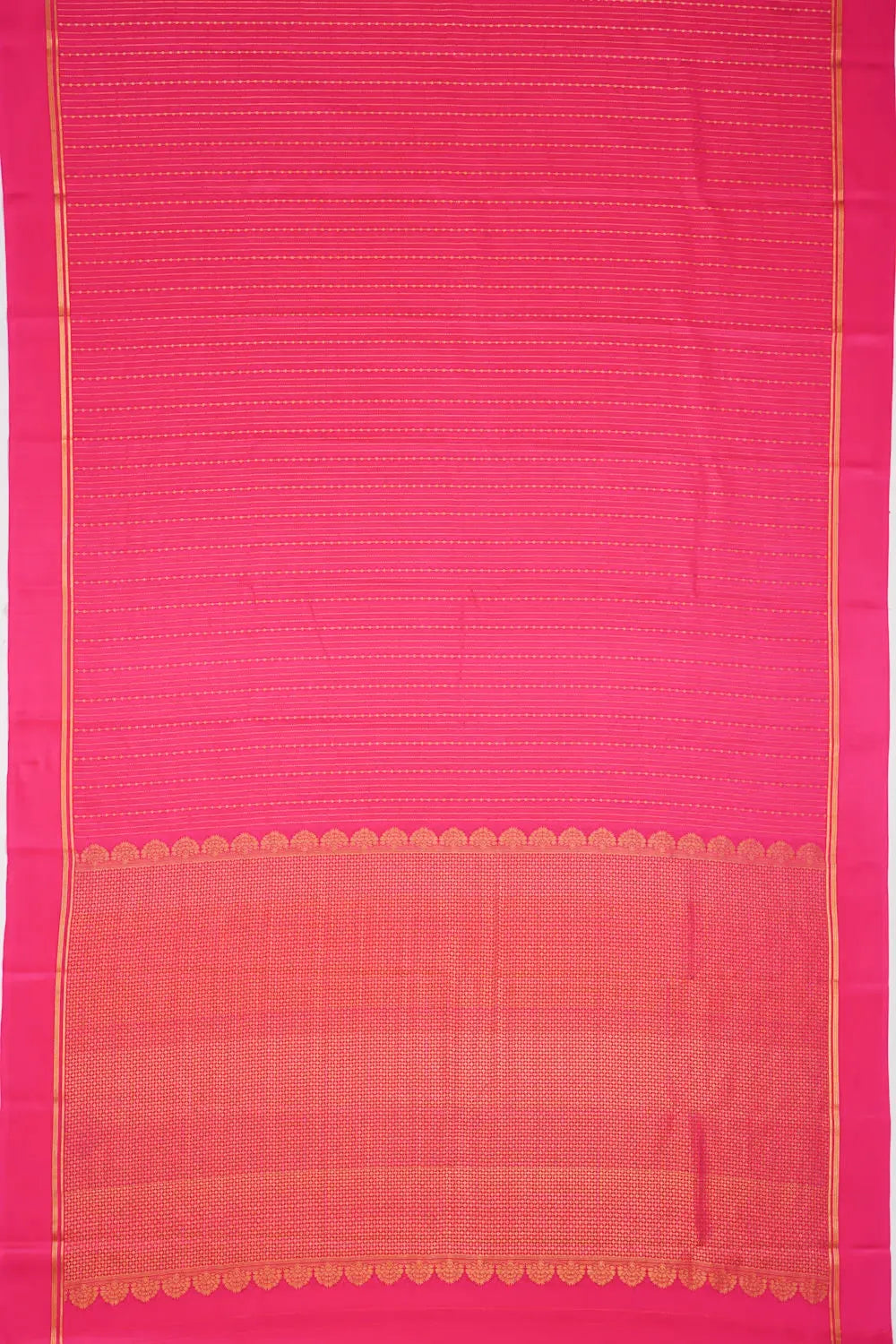 Mysore Silk Vertical Lines Rani Pink Saree | Kankatala