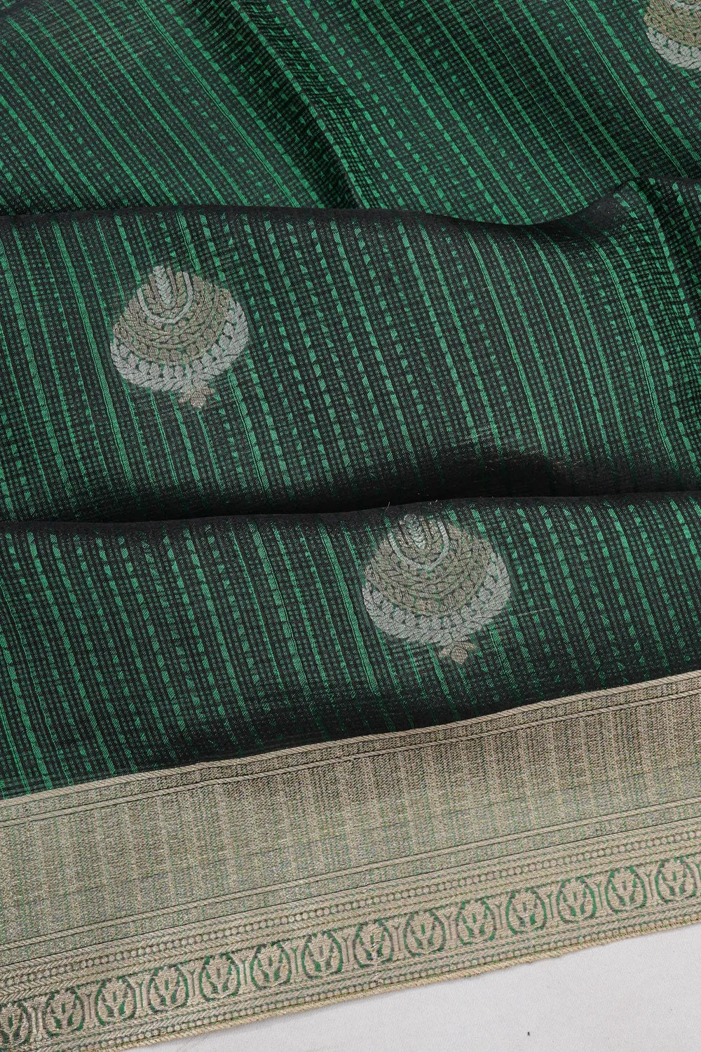 Coimbatore Silk Butta Dark Green Saree | Kankatala
