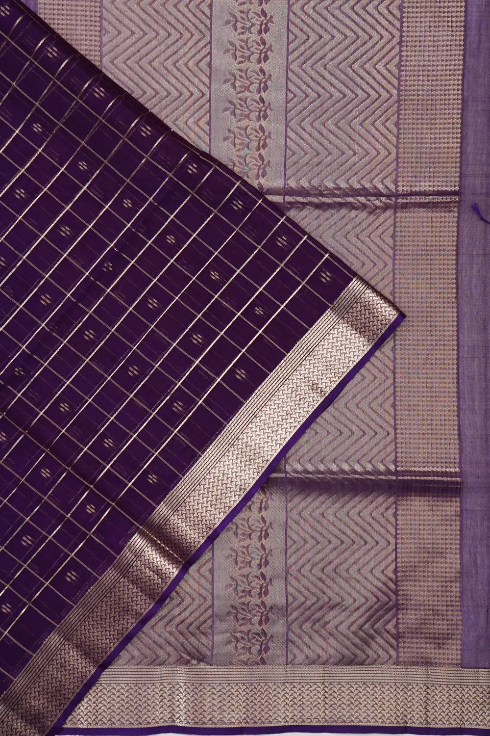 Organza Checks And Butta Violet Saree | Kankatala