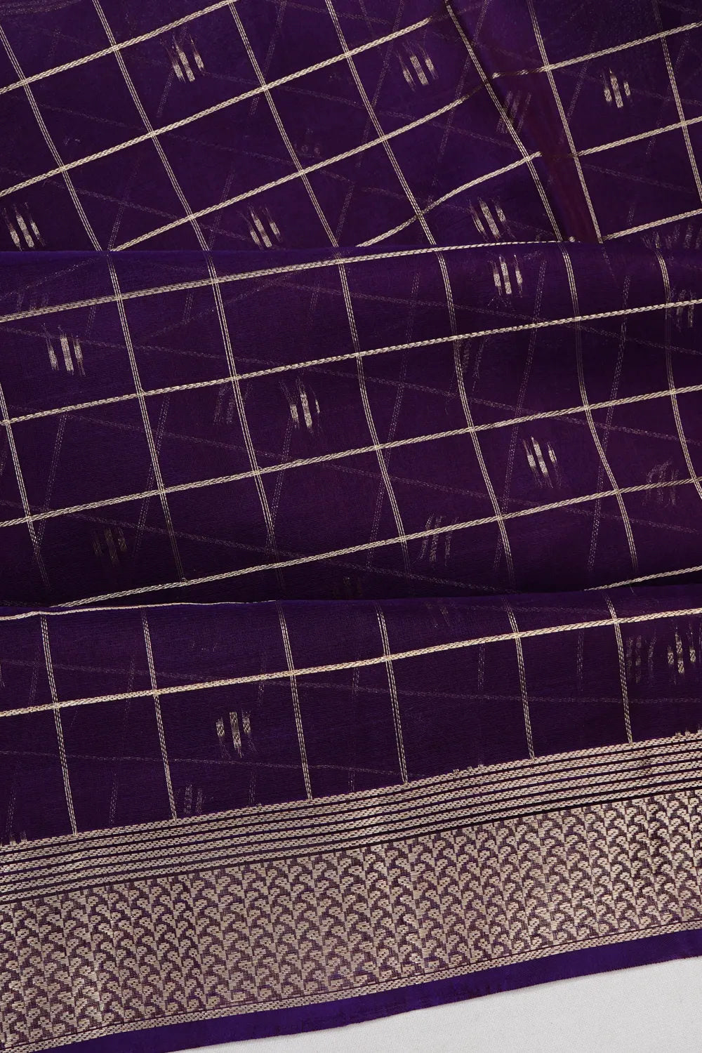 Organza Checks And Butta Violet Saree | Kankatala