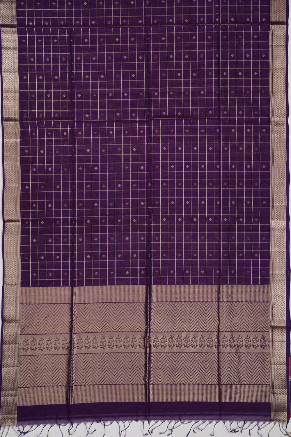 Organza Checks And Butta Violet Saree | Kankatala