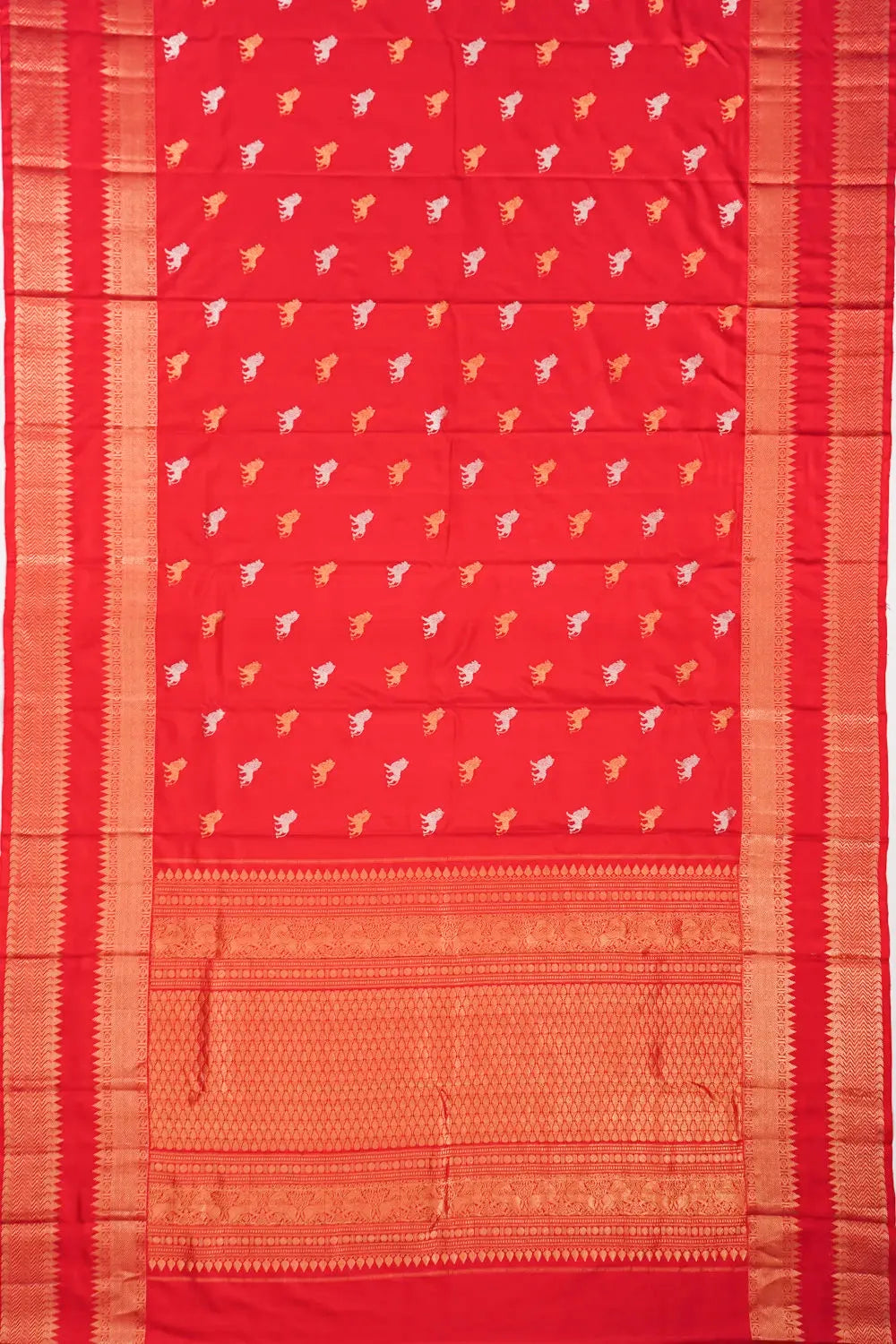 Kanchipuram Silk Lion Butta Red Saree | Kankatala