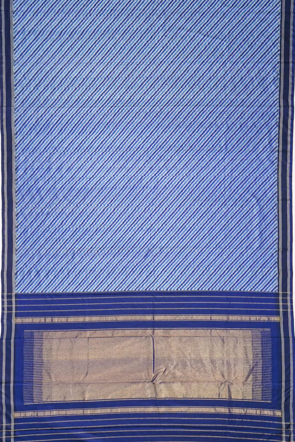 Semi Patan Silk Ikat Diagonal Lines Multicolour Saree