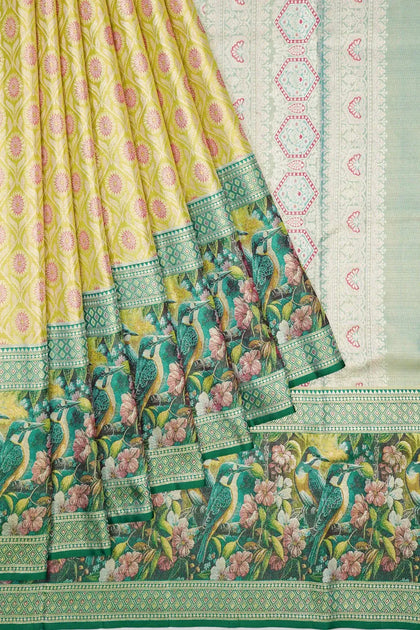 Kanchipuram Silk Tissue Brocade Yellow Saree | Kankatala