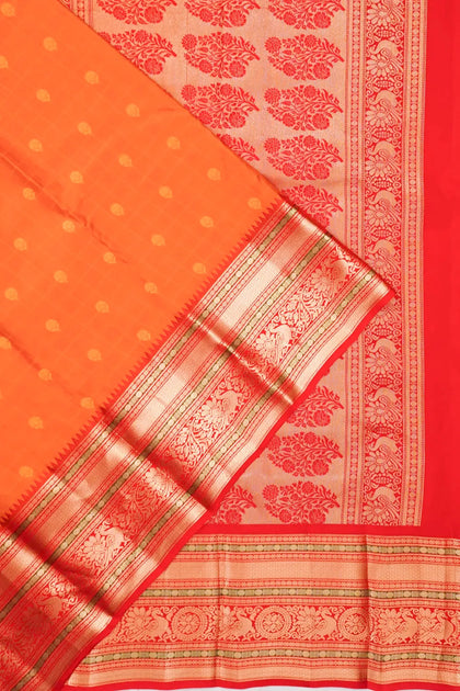 Taranga Kanchi Silk Checks And Butta Mustard Yellow