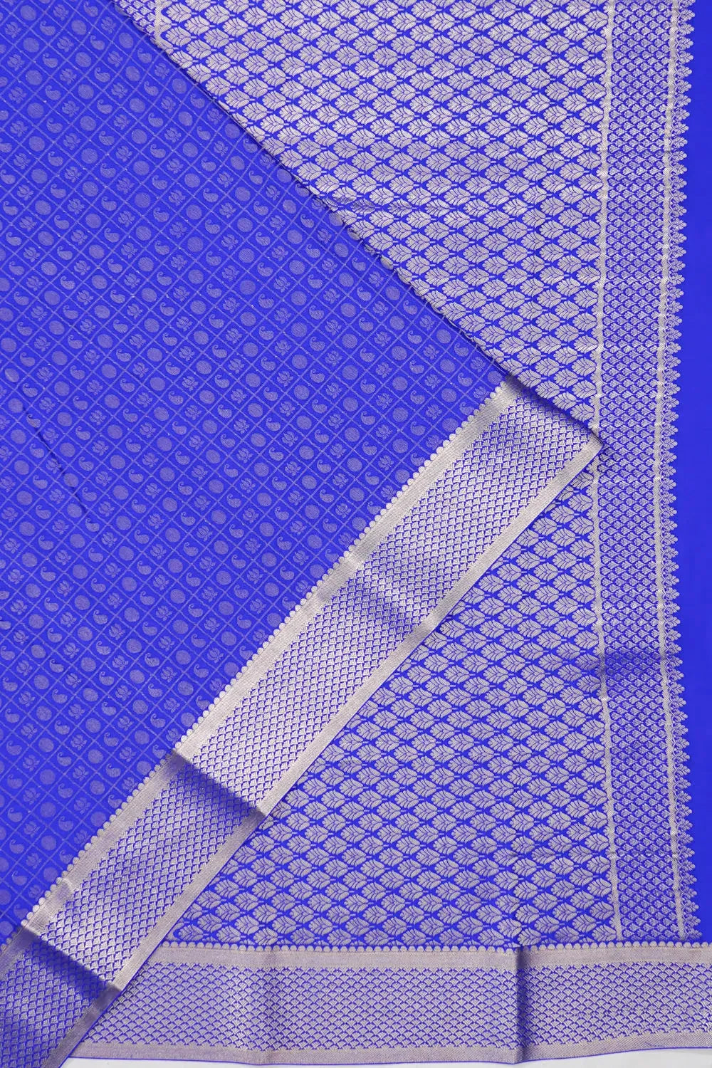 Mysore Silk Checks And Butta Royal Blue Saree