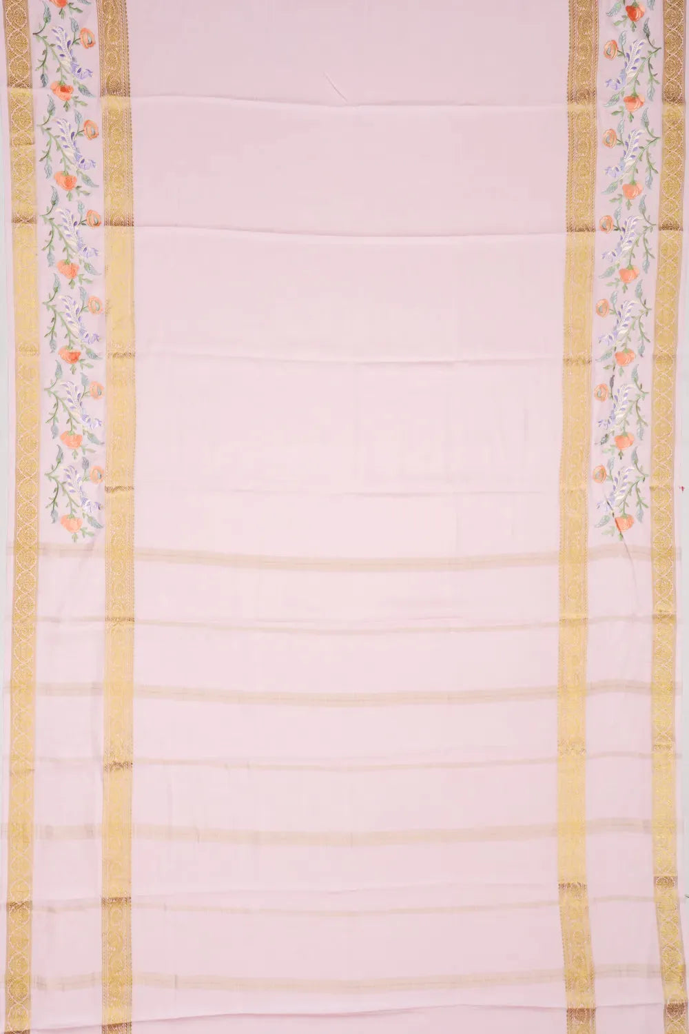 Mysore Silk Plain Baby Pink Saree With Embroidery 
