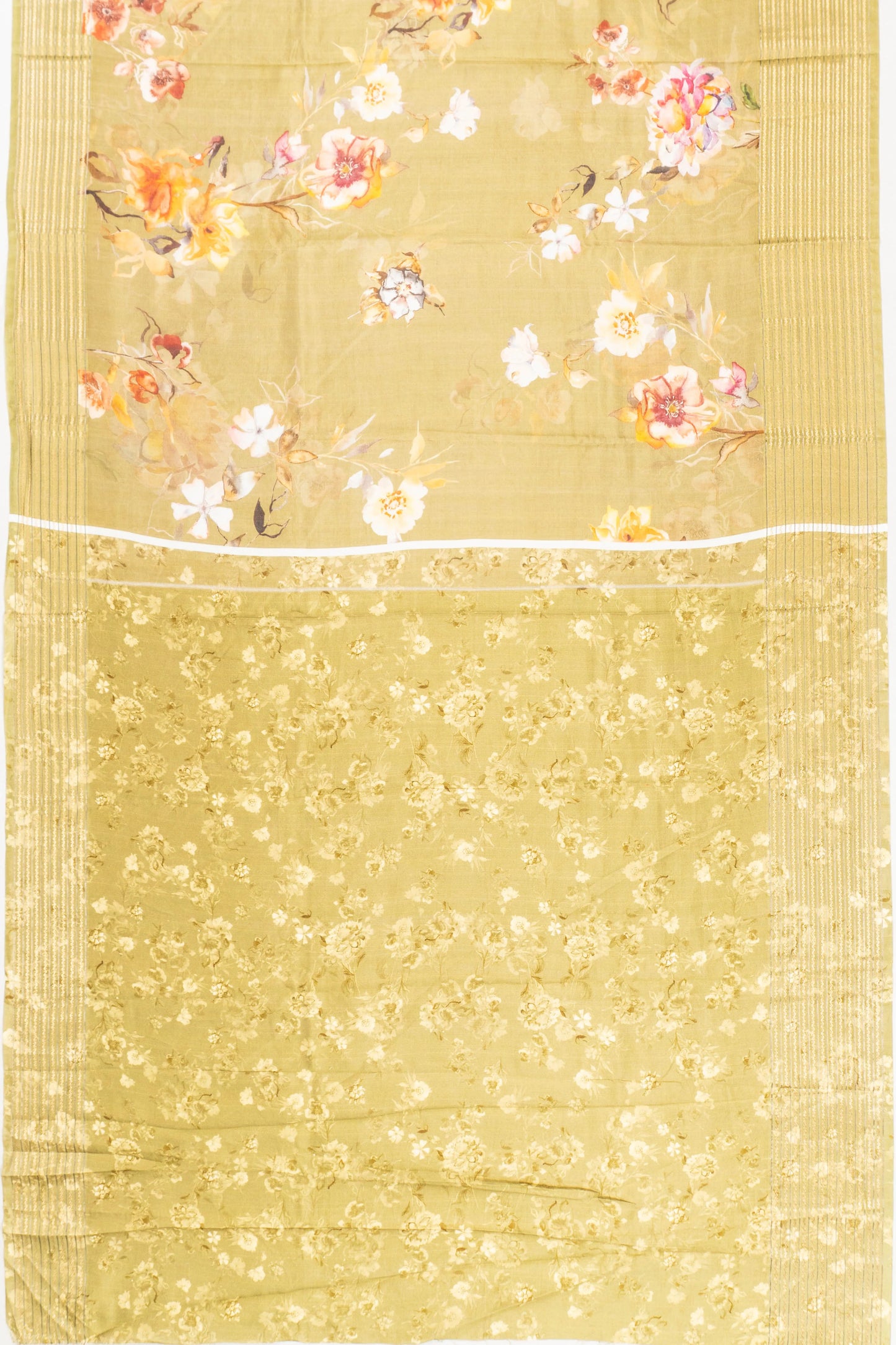 Chiniya Silk Printed Mehandi Green Saree | Kankatala