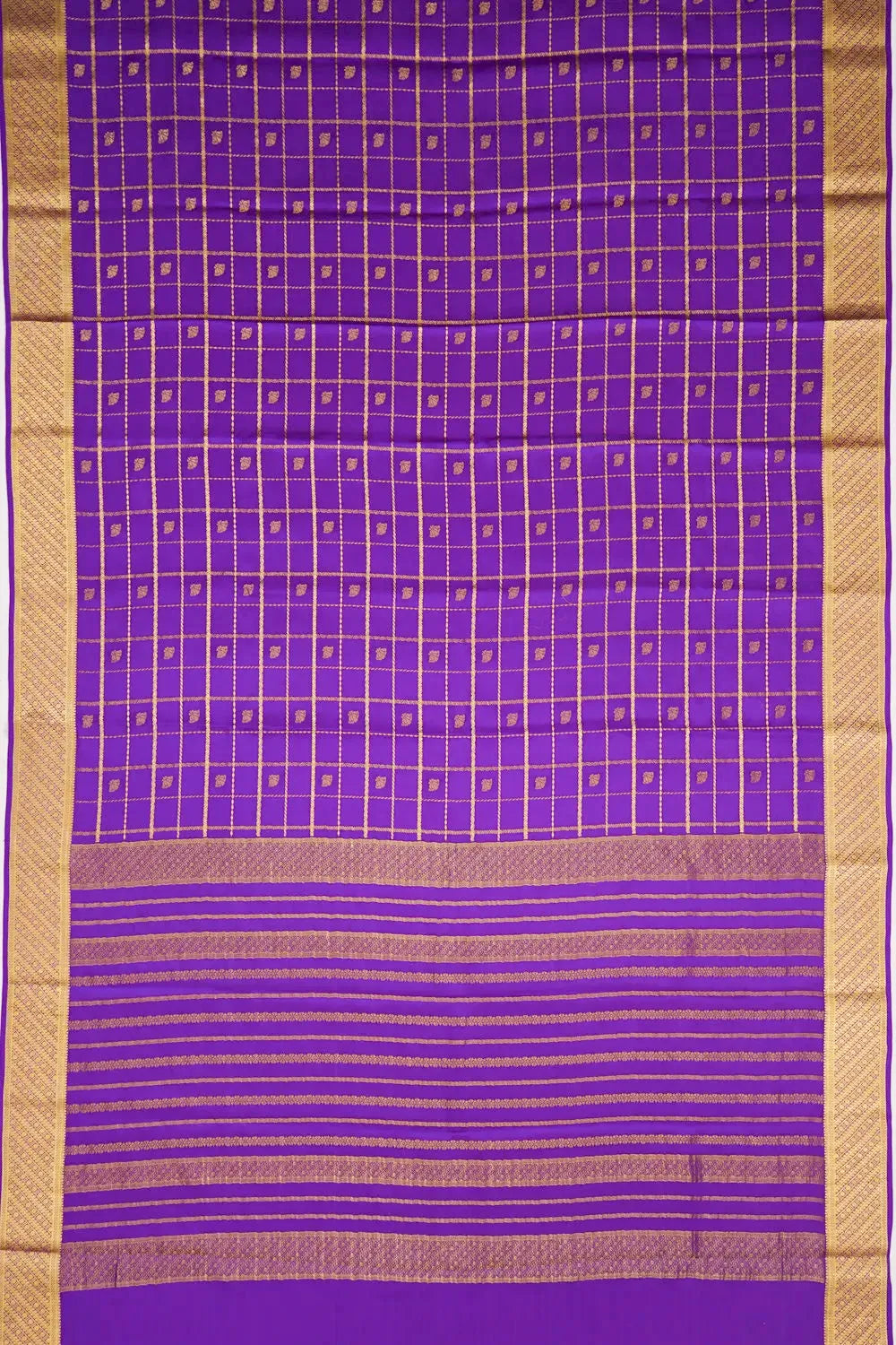 Mysore Silk Checks And Butta Violet Saree | Kankatala