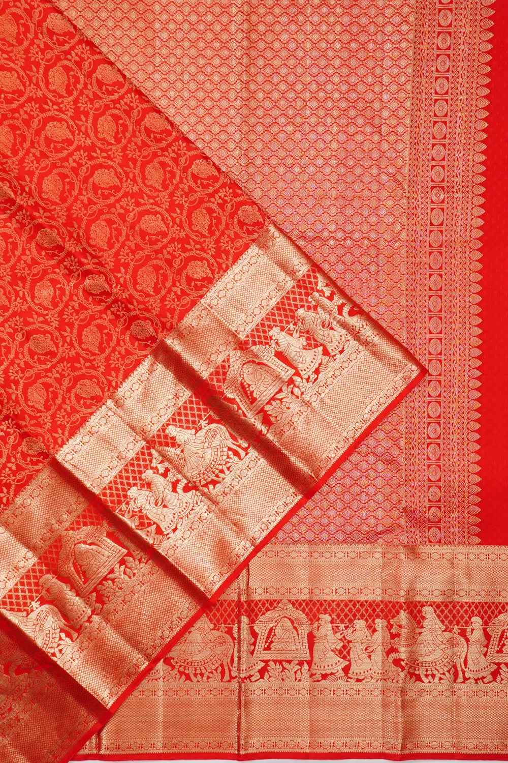 Taranga Kanchi Silk Brocade Red Saree | Kankatala
