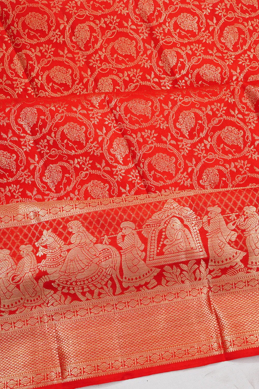 Taranga Kanchi Silk Brocade Red Saree | Kankatala
