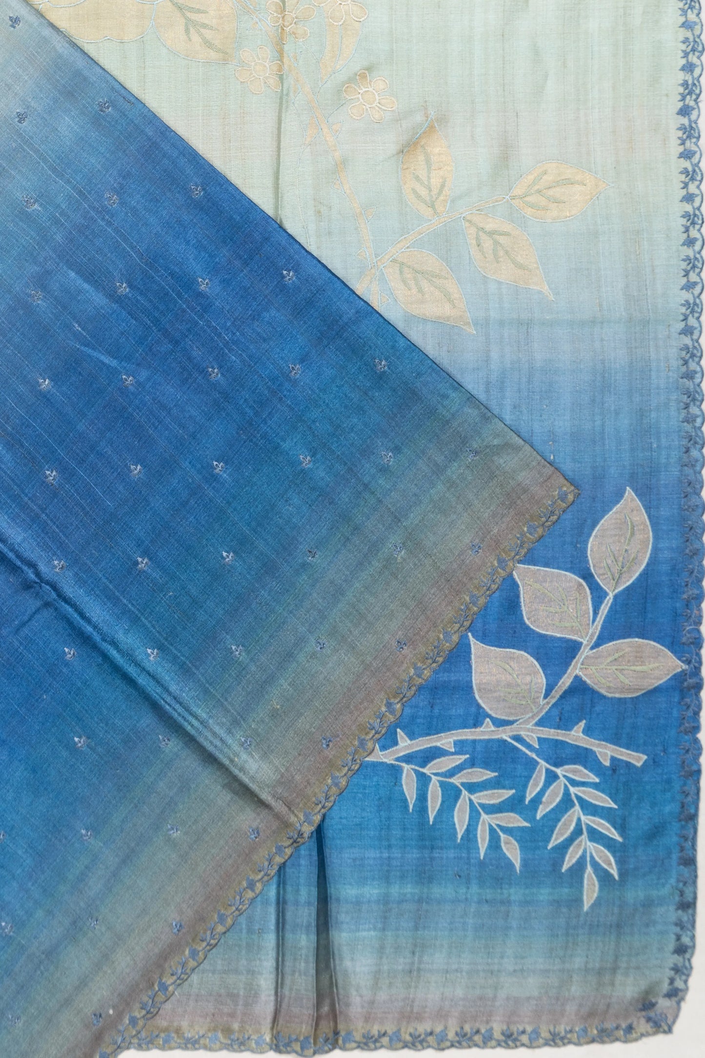 Tussar Butta Dual Tone Sea Blue Saree | Kankatala