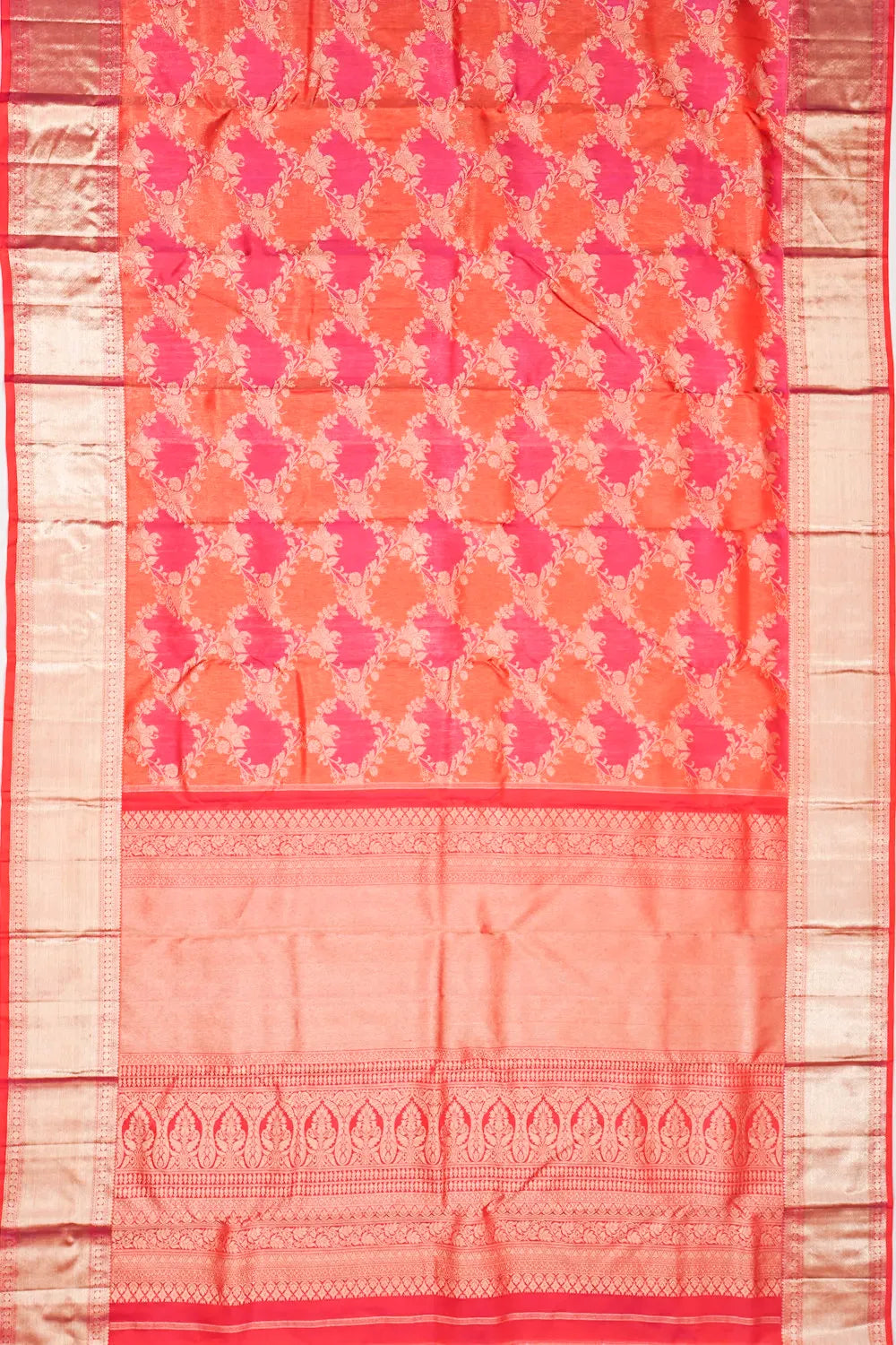 Kanchipuram Silk Jaal Orange Saree | Kankatala