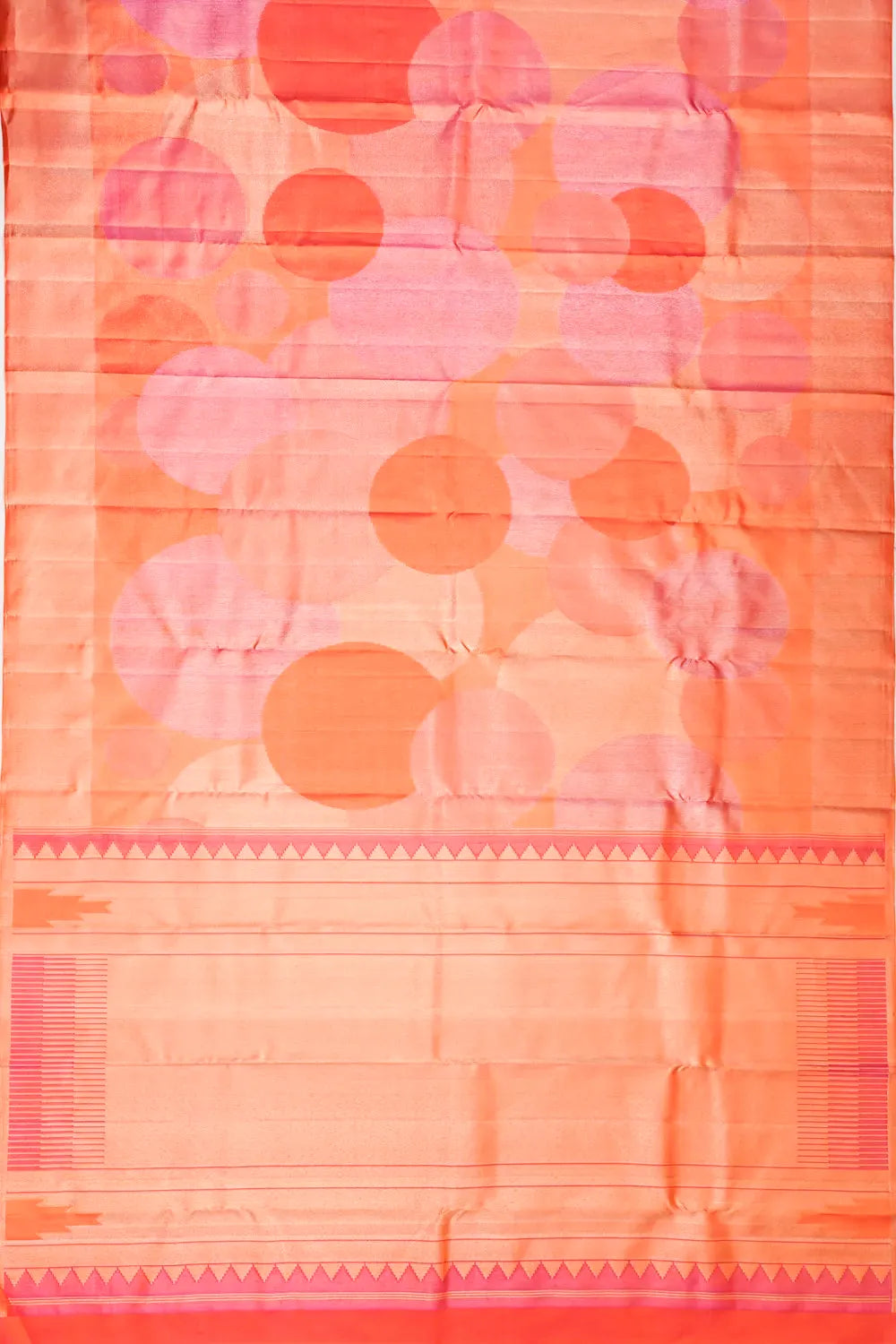 Kanchipuram Silk Tissue Geometrical Pattern Orange Saree | Kanka