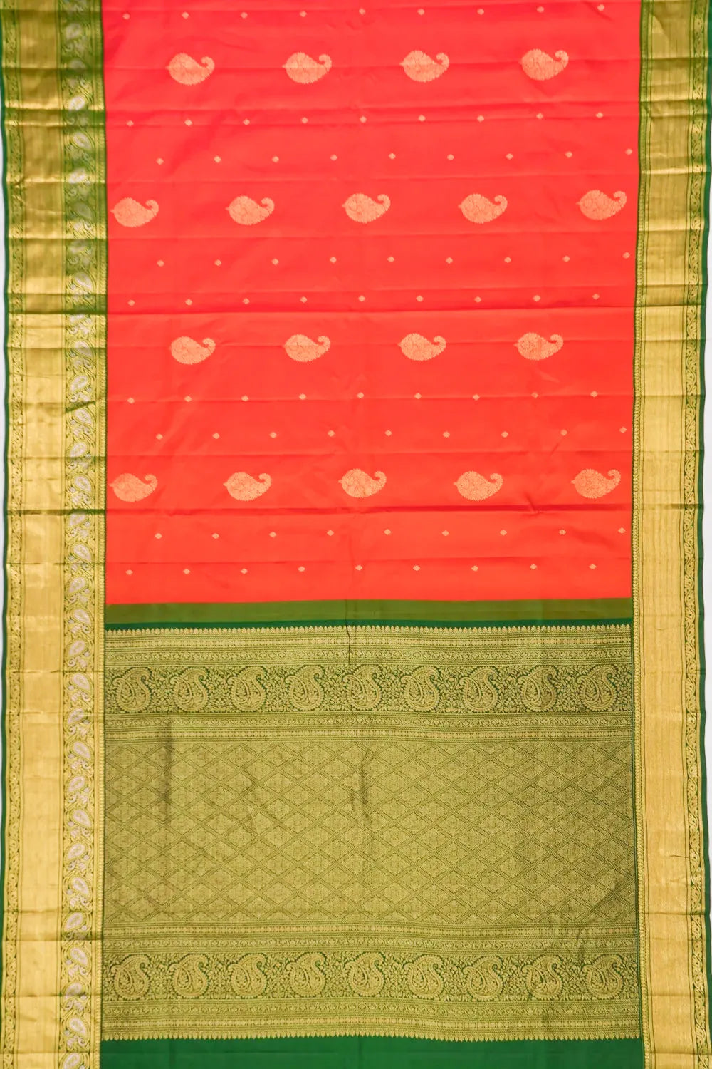 Gadwal Silk Butta Orange Saree | Kankatala