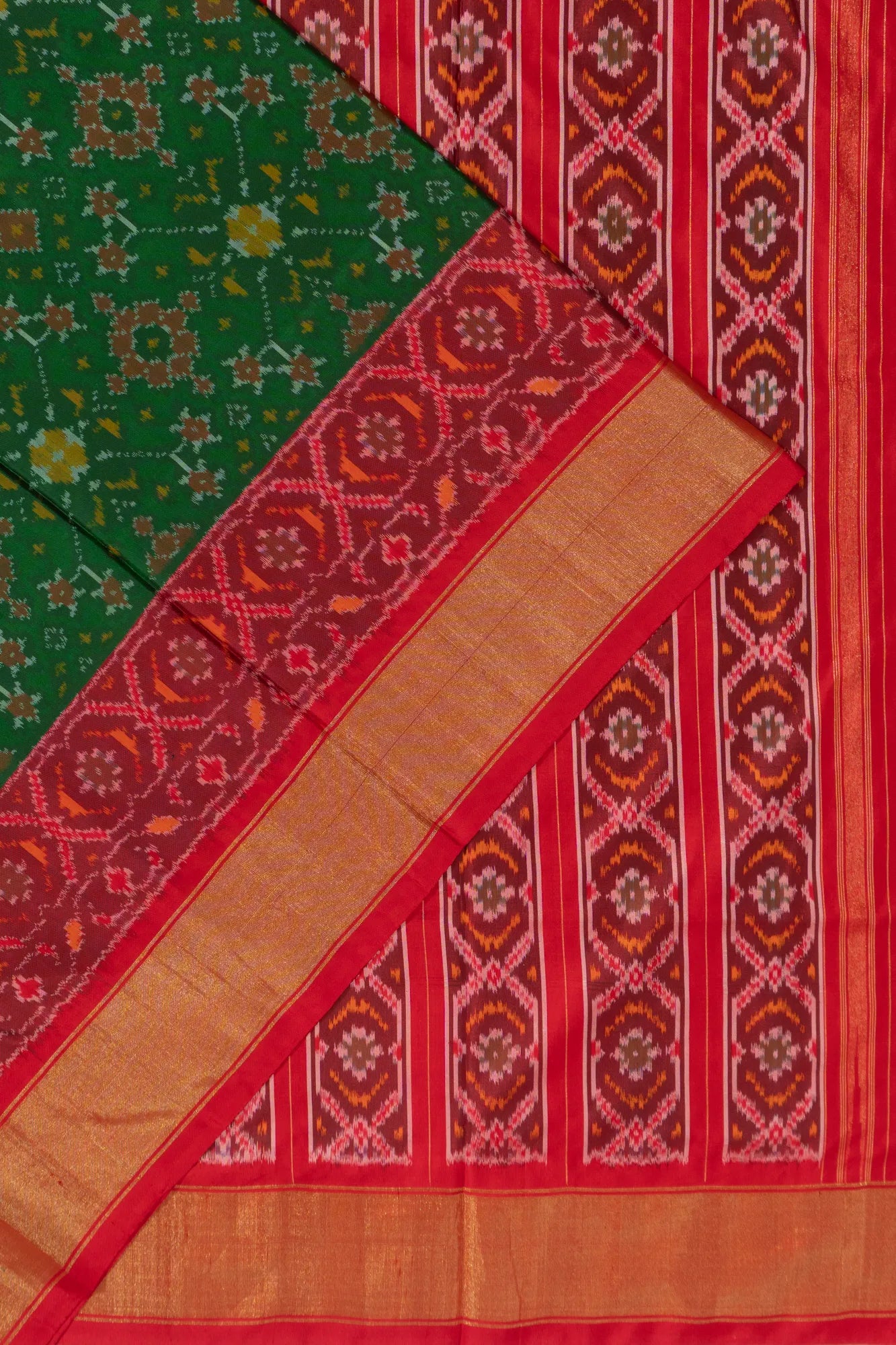 Pochampally Silk Ikat Green Saree | Kankatala