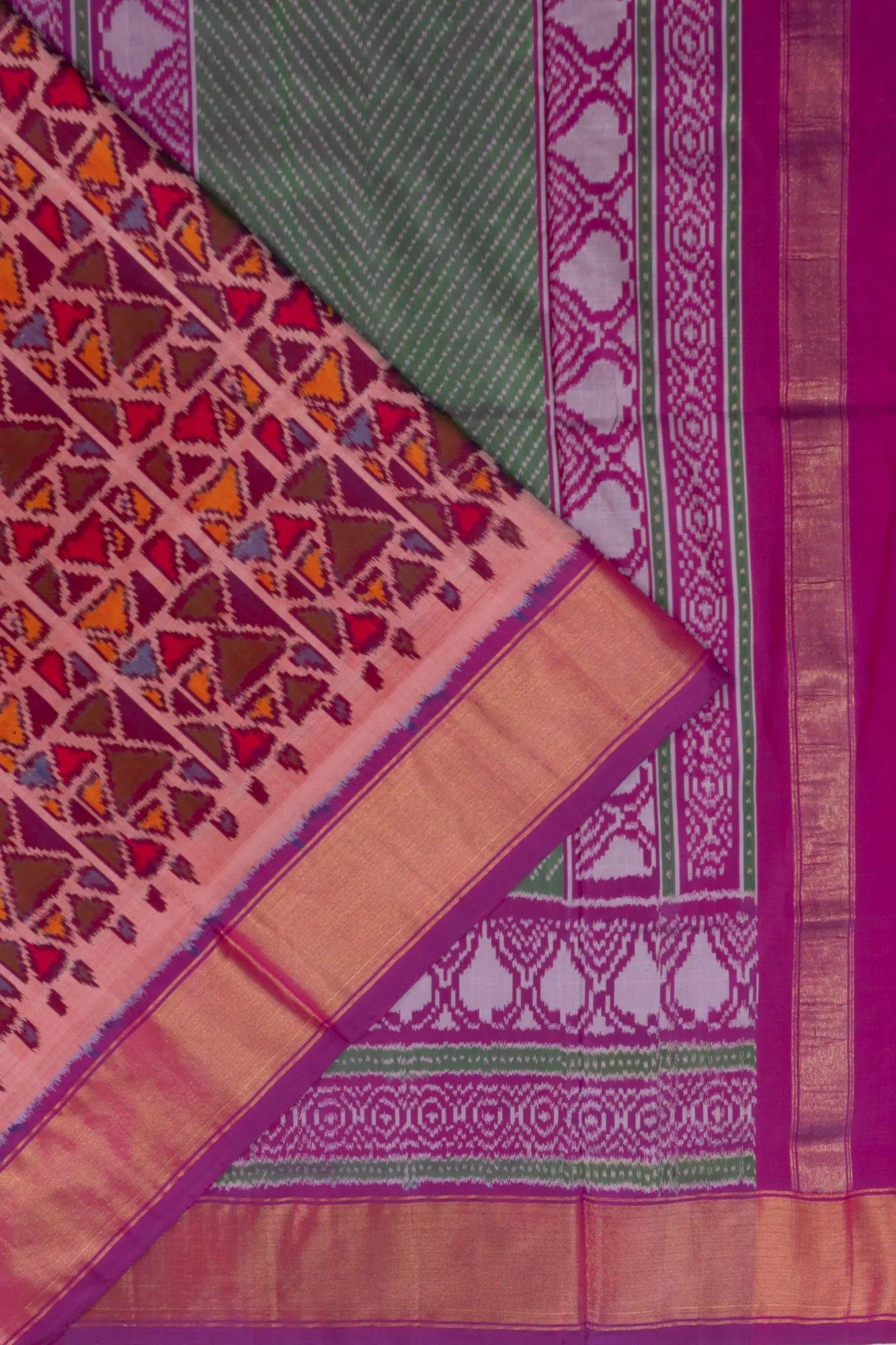Pochampally Silk Ikat Peach Saree | Kankatala