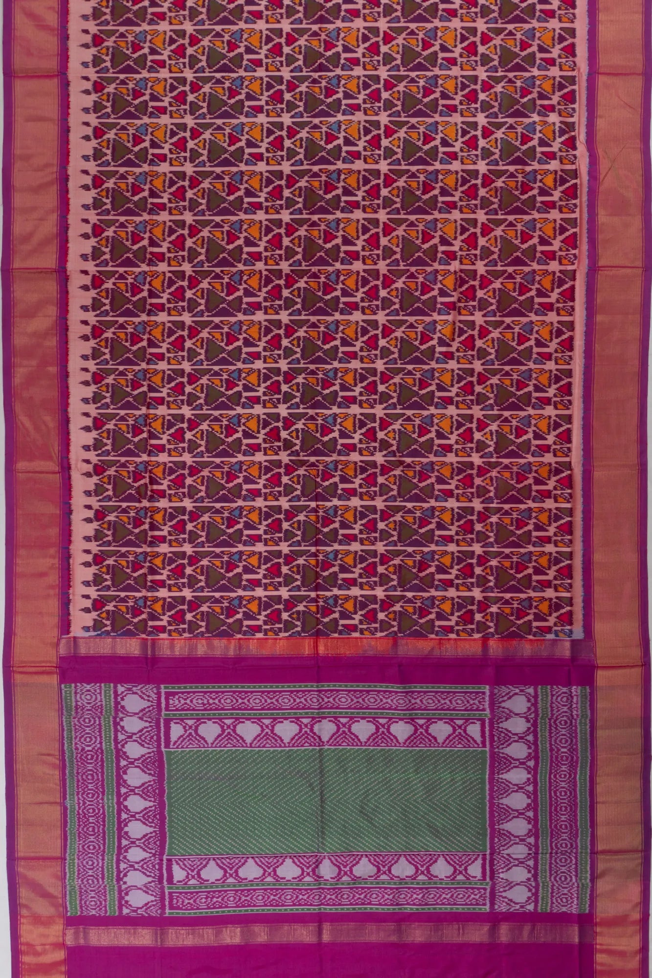 Pochampally Silk Ikat Peach Saree | Kankatala
