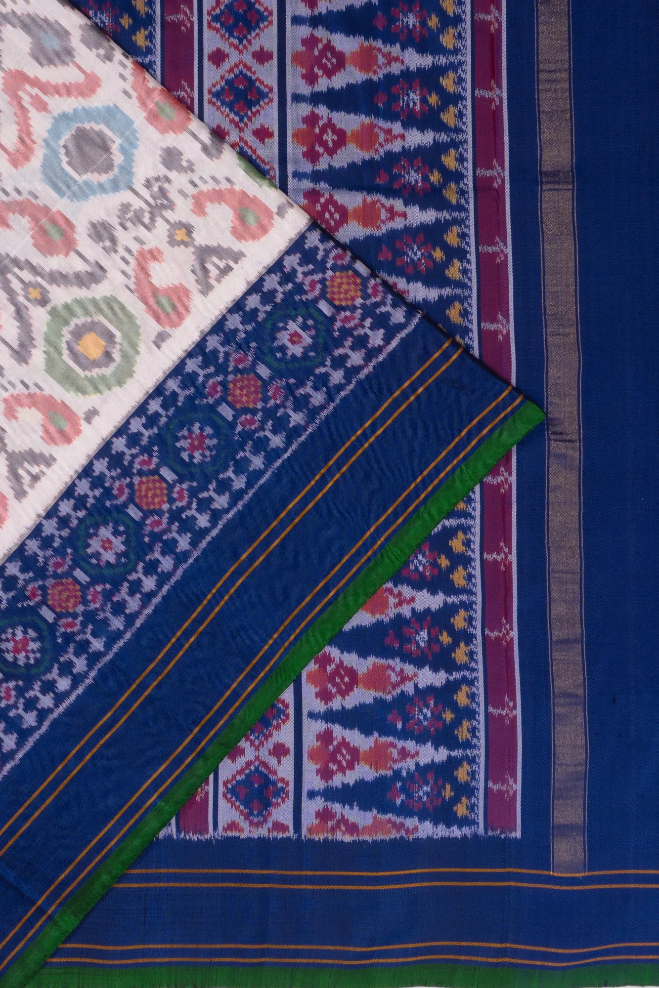 Pochampally Silk Ikat White Saree | Kankatala