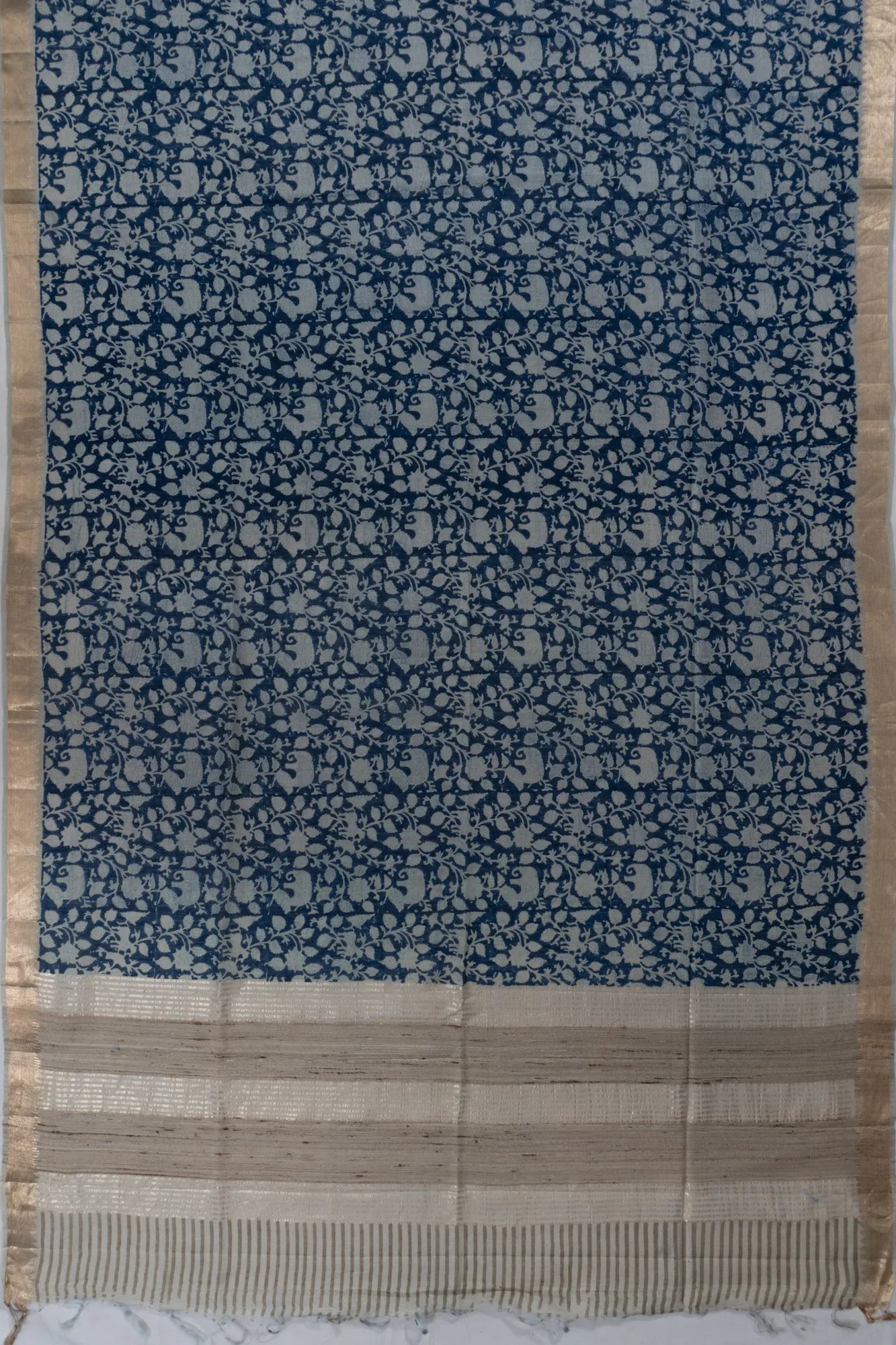 Tussar Printed Blue Saree | Kankatala