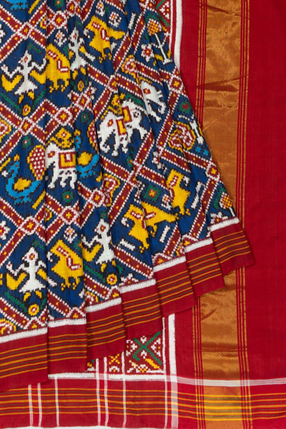 Patan Patola Silk Double Ikat 8 Figure Blue