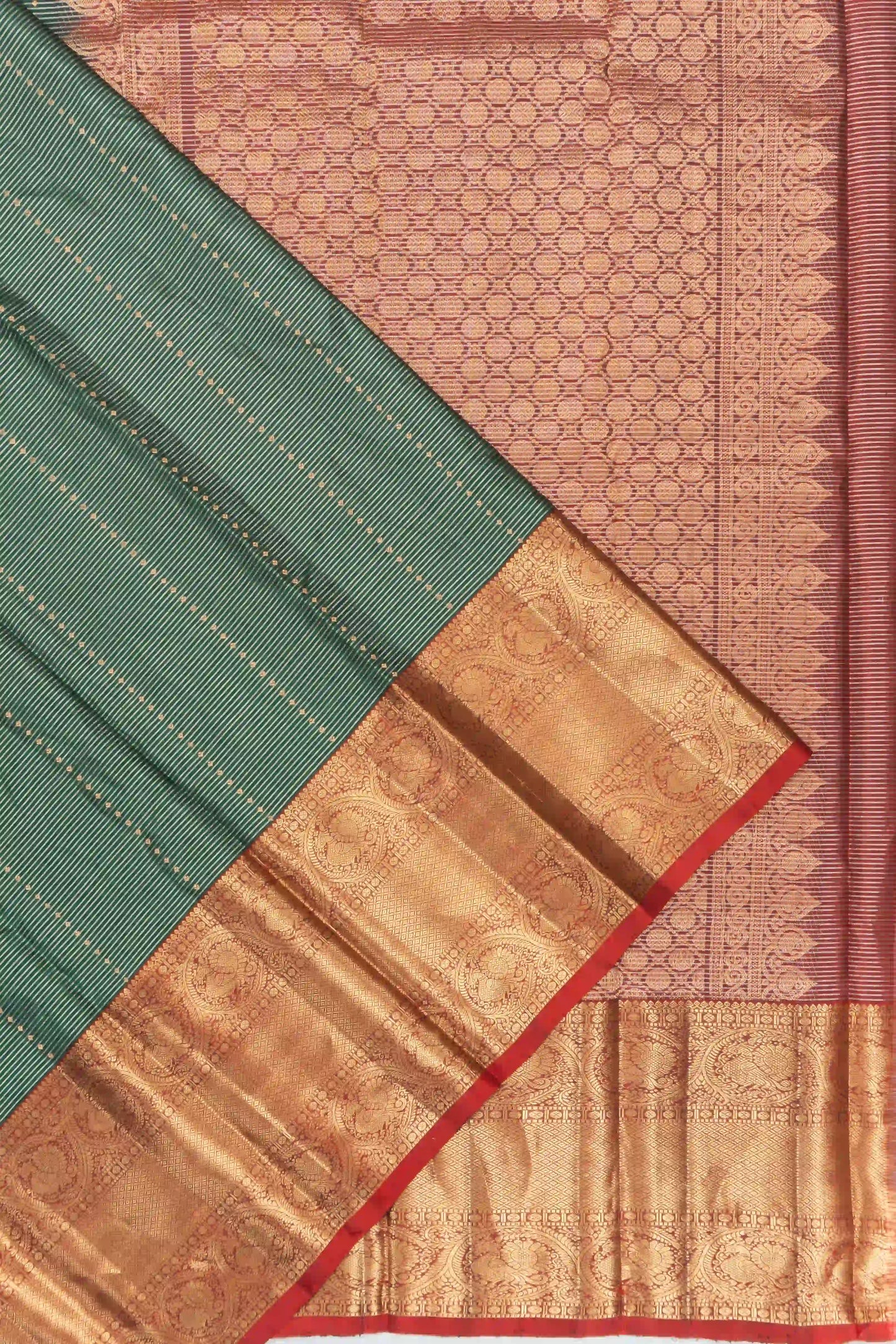 Taranga Kanchi Silk Stripes And Brocade Green Saree