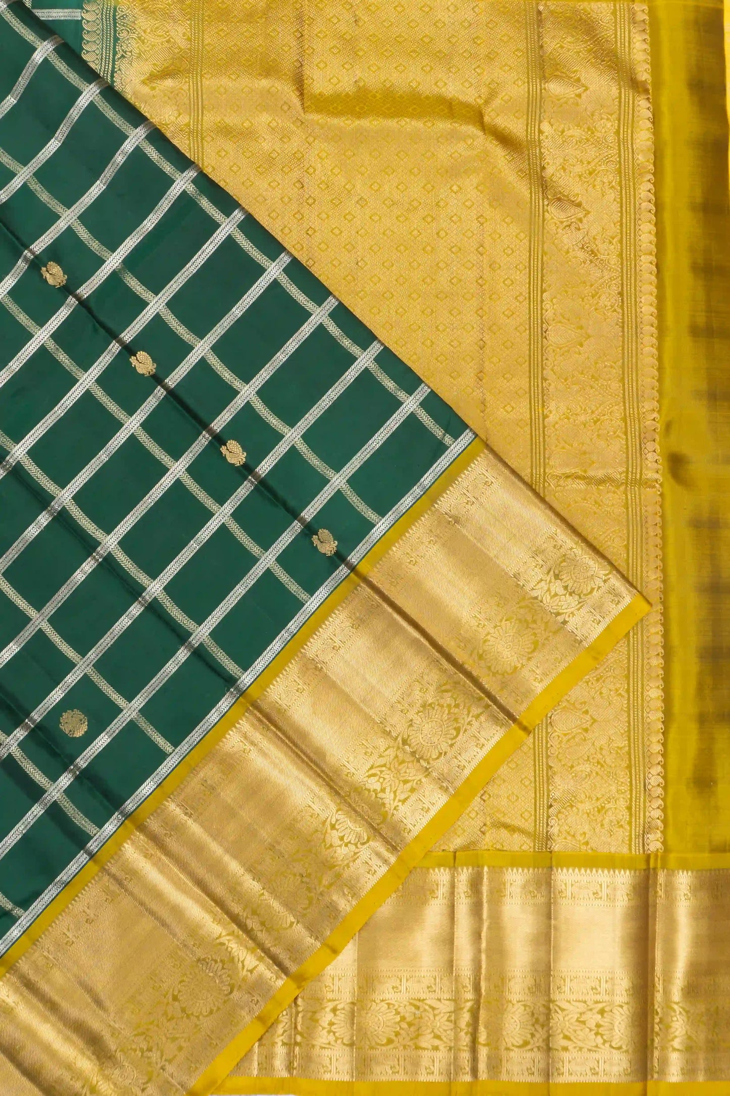 Taranga Kanchi Silk Checks And Butta Green Saree