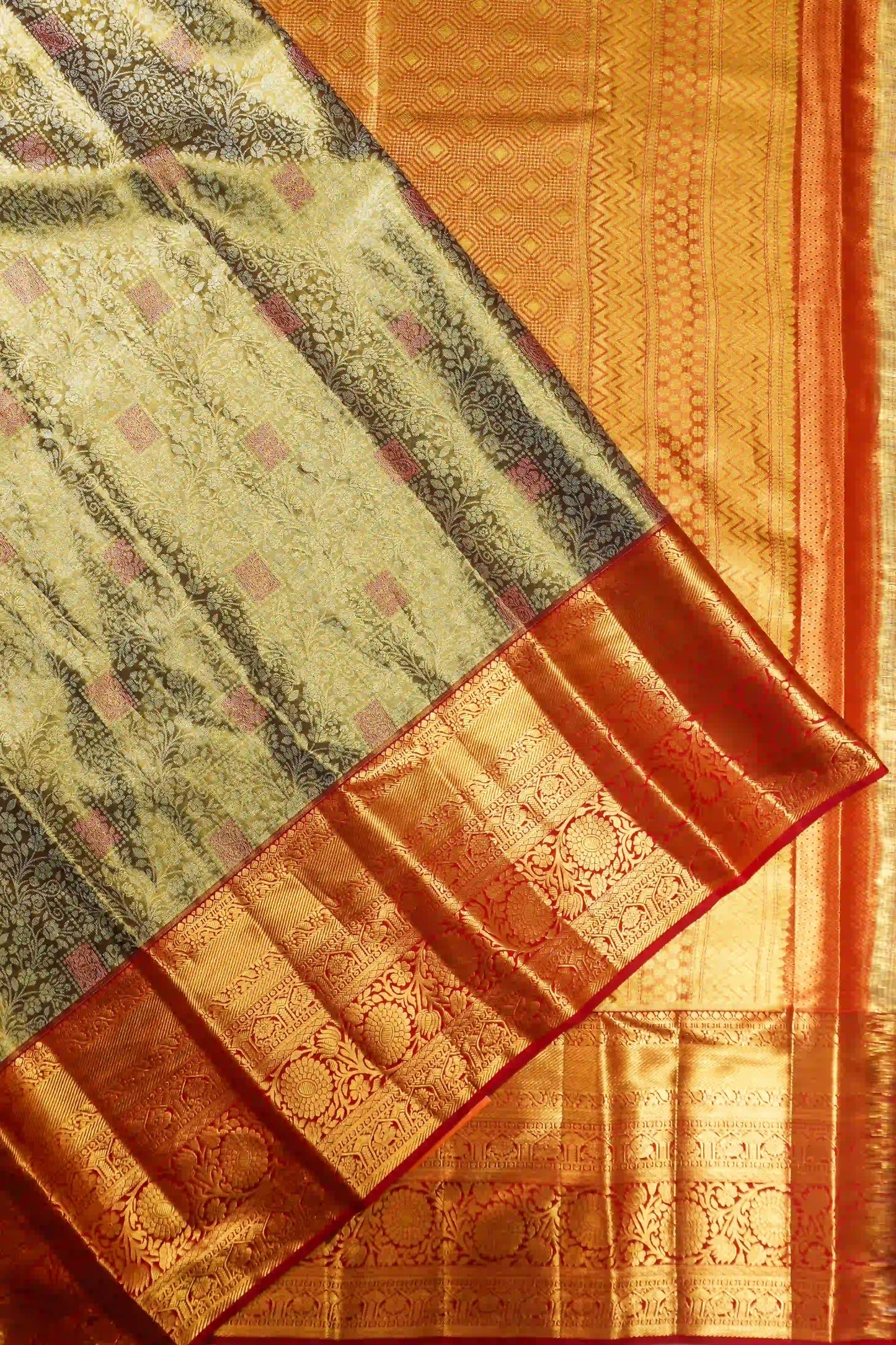 Taranga Kanchi Silk Tissue Green Saree | Kankatala