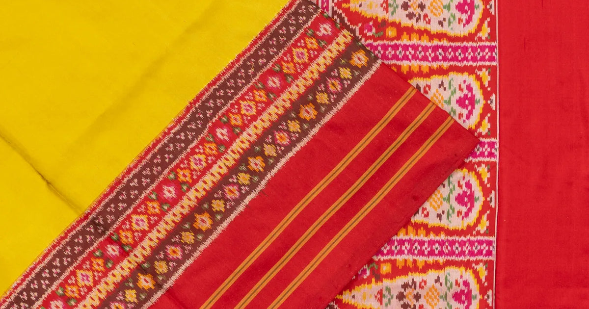 Pochampally Silk Ikat Yellow Saree | Kankatala