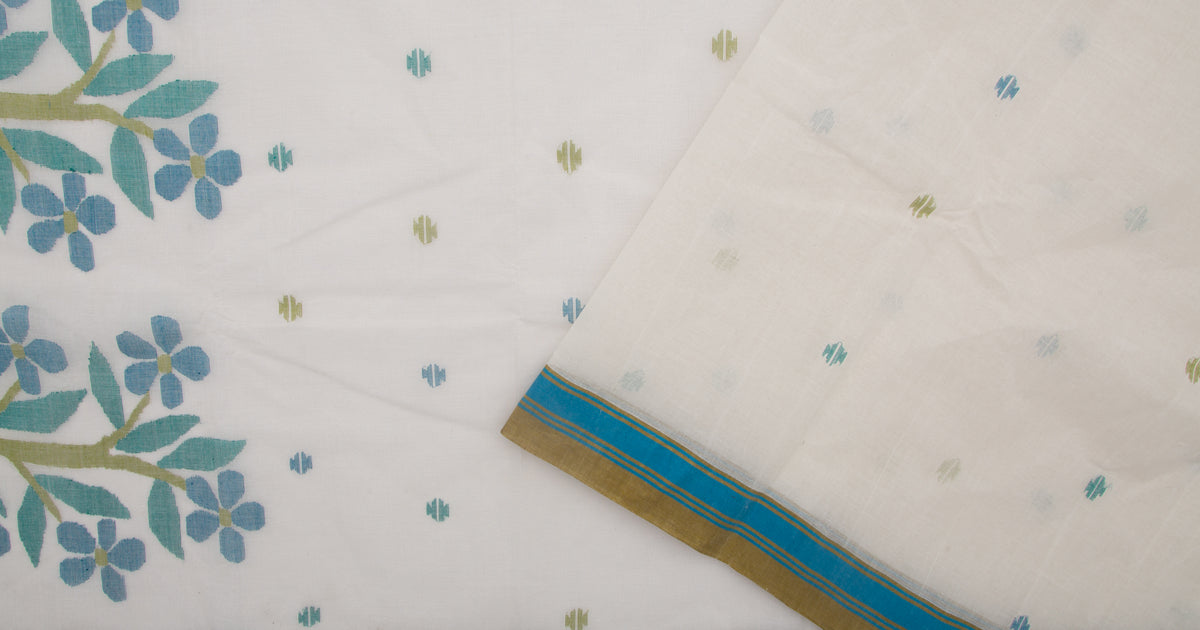 Phulia Cotton Butta Off-white Saree | Kankatala